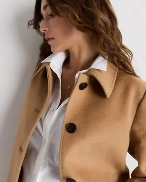 Quince Wool Cashmere Short Coat - Caramel