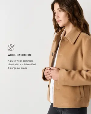 Quince Wool Cashmere Short Coat - Caramel