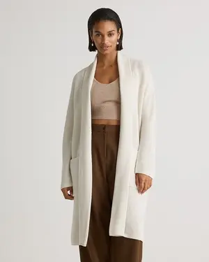 Quince Australian Merino Wool Duster Cardigan Sweater - Heather Bone
