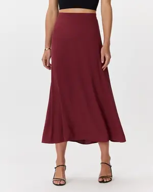 Quince Lightweight Crepe Midi Slip Skirt - Maroon