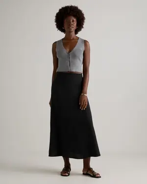 Quince Lightweight Crepe Slip Skirt - True Black