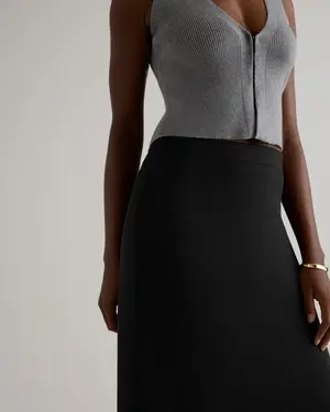 Quince Lightweight Crepe Slip Skirt - True Black