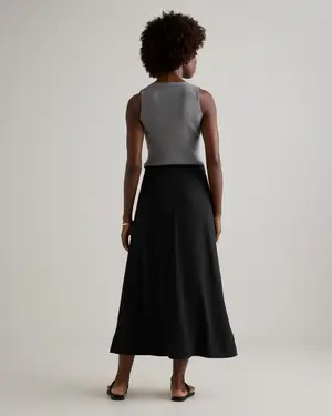 Quince Lightweight Crepe Slip Skirt - True Black