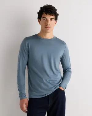 Quince 100% Merino Wool All-season Long Sleeve Base Layer T-shirt - Ash Blue