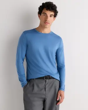 Quince 100% Merino Wool All-season Long Sleeve Base Layer T-shirt - Dewstone Blue