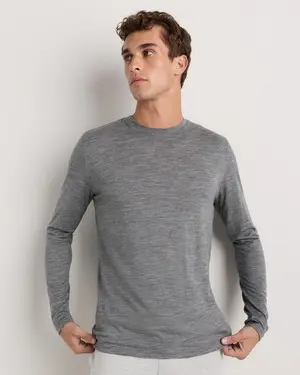 Quince 100% Merino Wool All-season Long Sleeve Base Layer T-shirt - Heather Grey