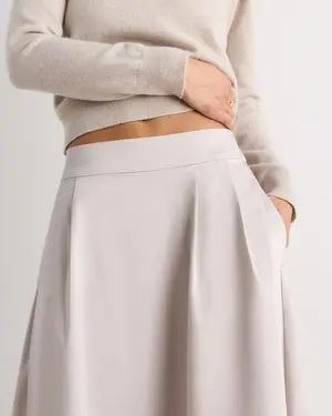 Quince Sateen A-line Midi Skirt - Granite Grey
