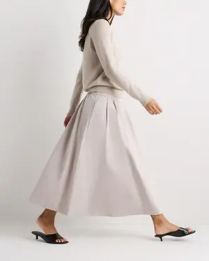 Quince Sateen A-line Midi Skirt - Granite Grey