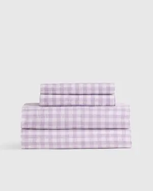 Quince European Linen Gingham Sheet Set Lavender