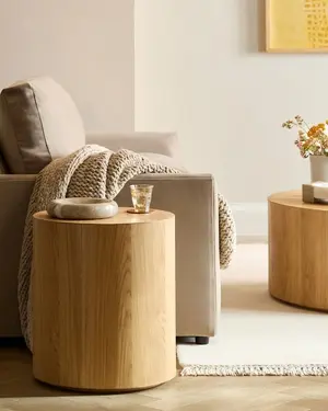 Quince Oak Drum End Table