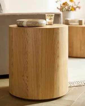 Quince Oak Drum End Table