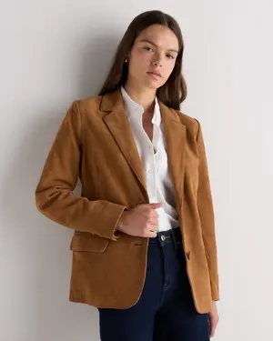 Quince 100% Suede Blazer - Cognac Brown