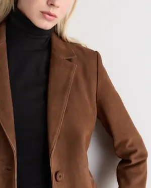 Quince 100% Suede Blazer - Java Brown