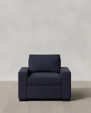 Quince Stillman Accent Chair In Performance Basketweave Navy