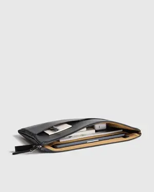 Quince Italian Leather Tech Folio - Black