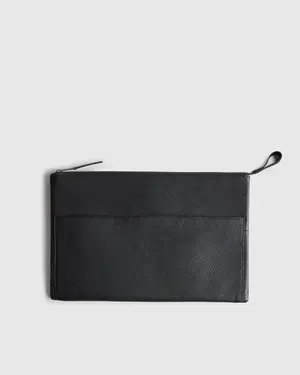 Quince Italian Leather Tech Folio - Black