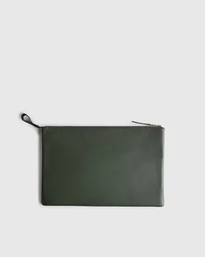 Quince Italian Leather Tech Folio - Dark Olive