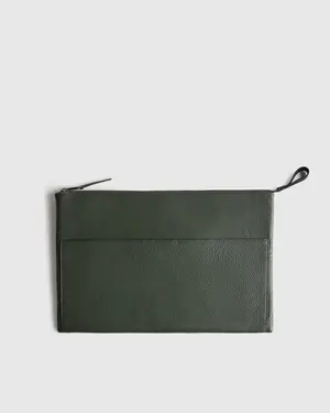 Quince Italian Leather Tech Folio - Dark Olive