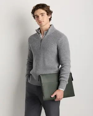 Quince Italian Leather Tech Folio - Dark Olive