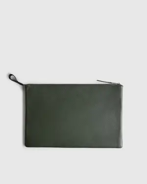 Quince Italian Leather Tech Folio - Dark Olive