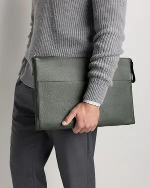 Quince Italian Leather Tech Folio - Dark Olive