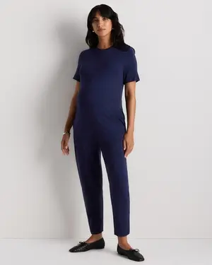 Quince Bamboo Jersey Maternity Jumpsuit - Deep Navy