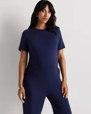 Quince Bamboo Jersey Maternity Jumpsuit - Deep Navy