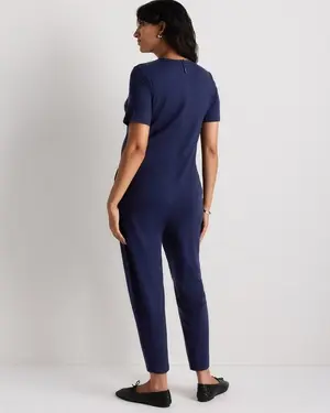 Quince Bamboo Jersey Maternity Jumpsuit - Deep Navy