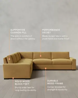 Quince Stillman L Sectional In Performance Velvet - Caramel