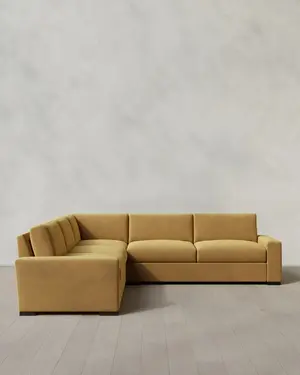 Quince Stillman L Sectional In Performance Velvet - Caramel