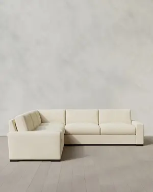 Quince Stillman L Sectional In Performance Velvet, 116x116 Ivory