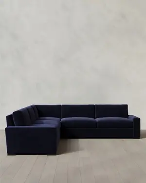 Quince Stillman L Sectional In Performance Velvet, 116x116 Midnight