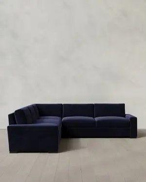 Quince Stillman L Sectional In Performance Velvet, 116x116 Midnight