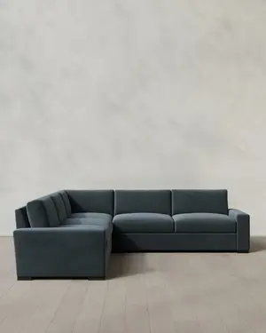 Quince Stillman L Sectional In Performance Velvet, 116x116 Pine