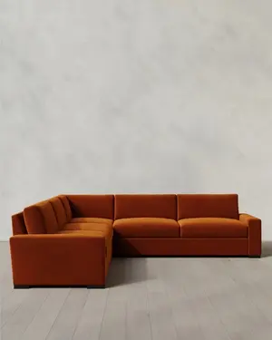 Quince Stillman L Sectional In Performance Velvet, 116x116 Rust