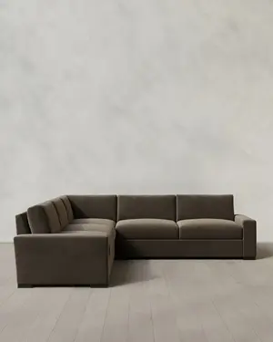 Quince Stillman L Sectional In Performance Velvet, 116x116 Sable
