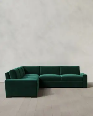 Quince Stillman L Sectional In Performance Velvet, 116x116 Spruce