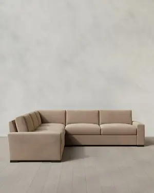 Quince Stillman L Sectional In Performance Velvet, 116x116 Taupe