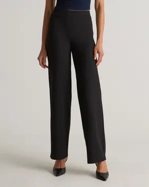 Quince Ultra-stretch Ponte Wide Leg Trousers - Black