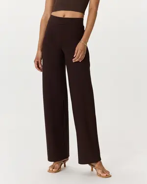 Quince Ultra-stretch Ponte Wide Leg Trousers - Espresso