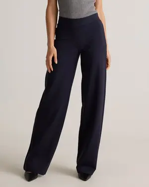 Quince Ultra-stretch Ponte Wide Leg Trousers - Navy