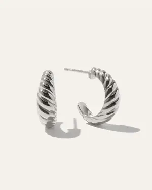 Quince Croissant Hoop Earrings - Sterling Silver