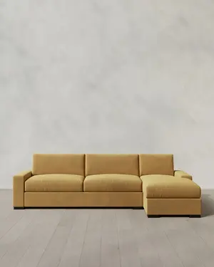 Quince Stillman Chaise Sectional Sofa Caramel