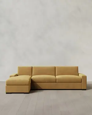 Quince Stillman Chaise Sectional Sofa Caramel