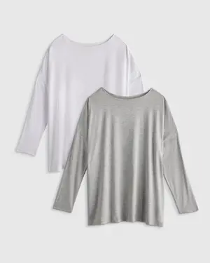 Quince Reversible Quilted Pullover - White/grey