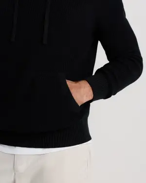 Quince Cashmere Waffle Hoodie - Black