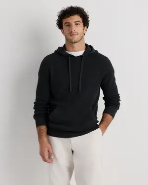 Quince Cashmere Waffle Hoodie - Charcoal