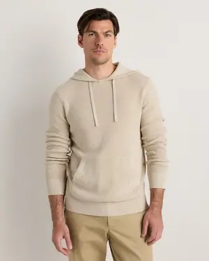 Quince Cashmere Waffle Hoodie - Speckled Beige