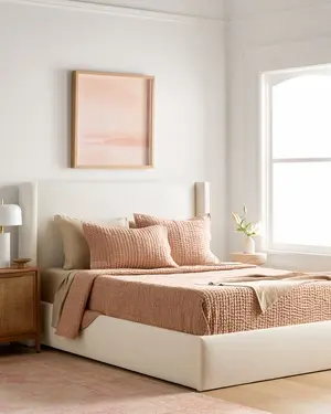 Quince Wingback Bed In Performance Linen Blend