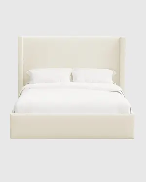 Quince Wingback Bed In Performance Linen Blend